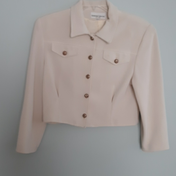 adrienne christina | Jackets & Coats | Cream Peplum Jacket Gold Buttons ...